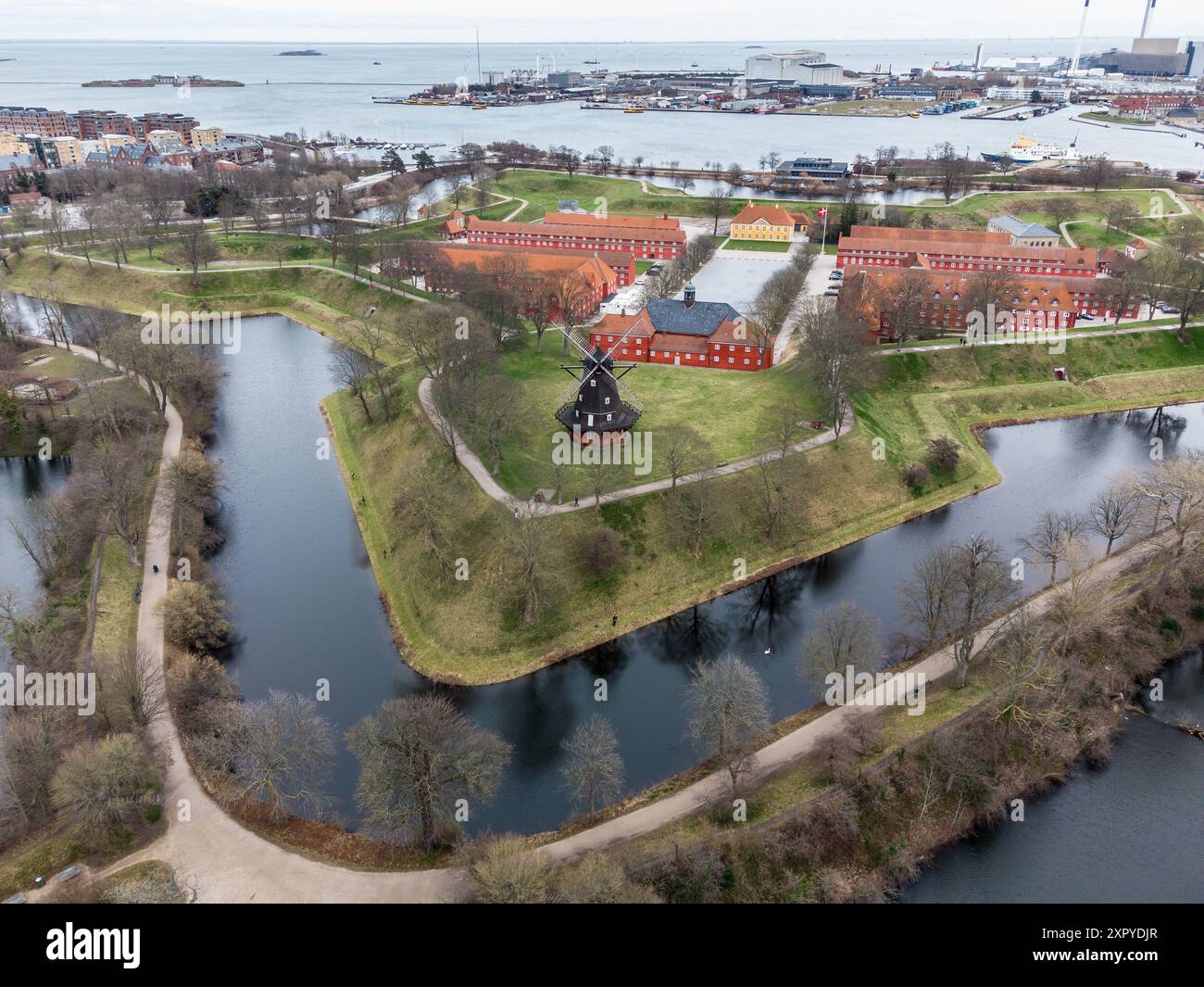 Copenhagen, Denmark: Aerial view e of the ancient Kastellet fortress in ...
