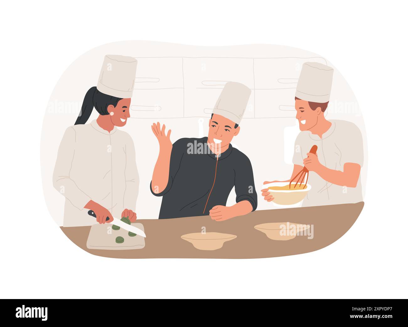 Kitchen staff training isolated cartoon vector illustrations Stock ...