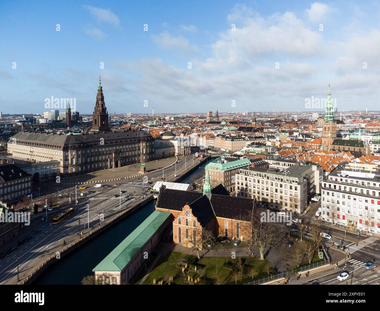 Copenhagen, Denmark: Aerial view of Copenhagen historic center the ...