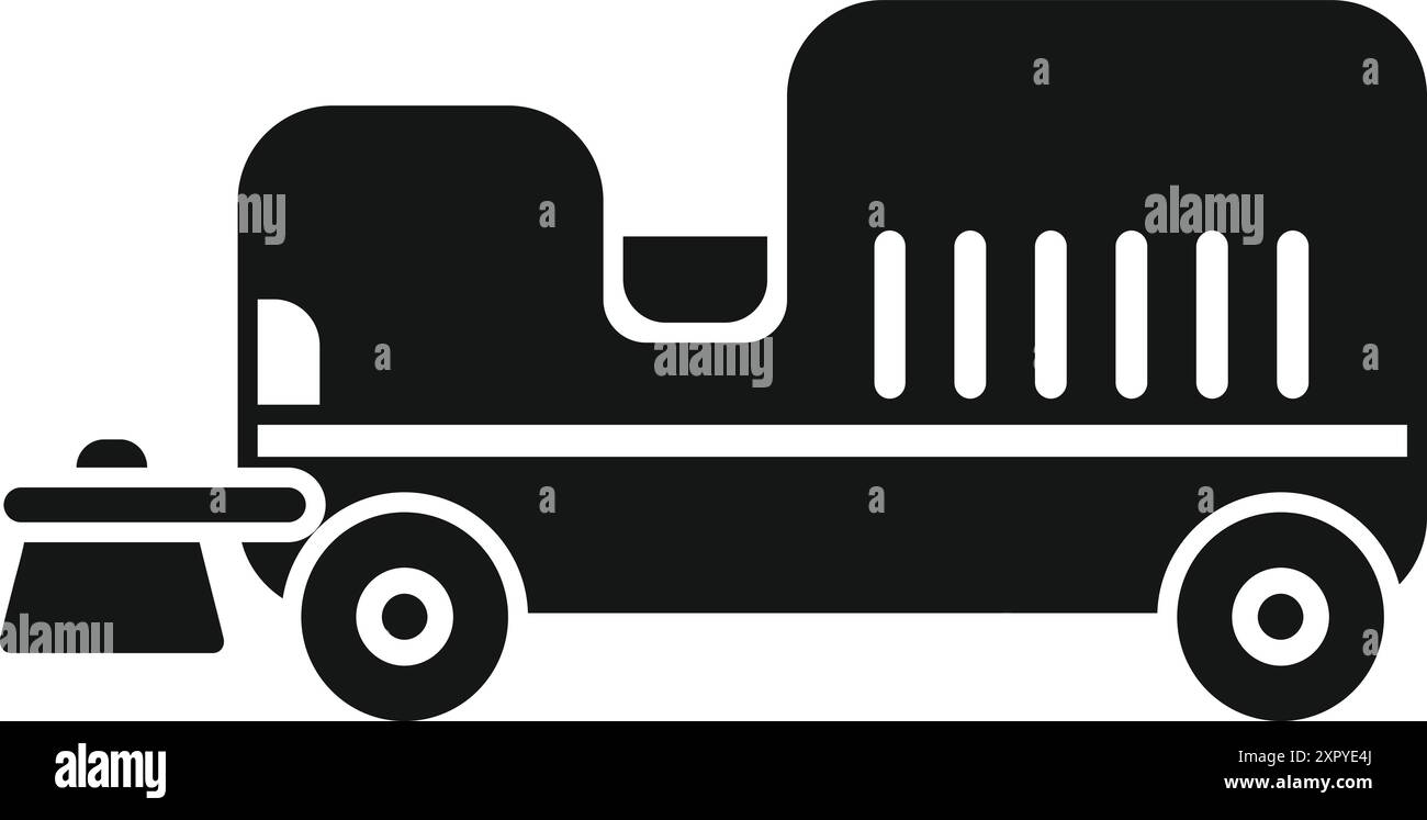 Simple icon of a cleaning machine using rotating brushes for street ...