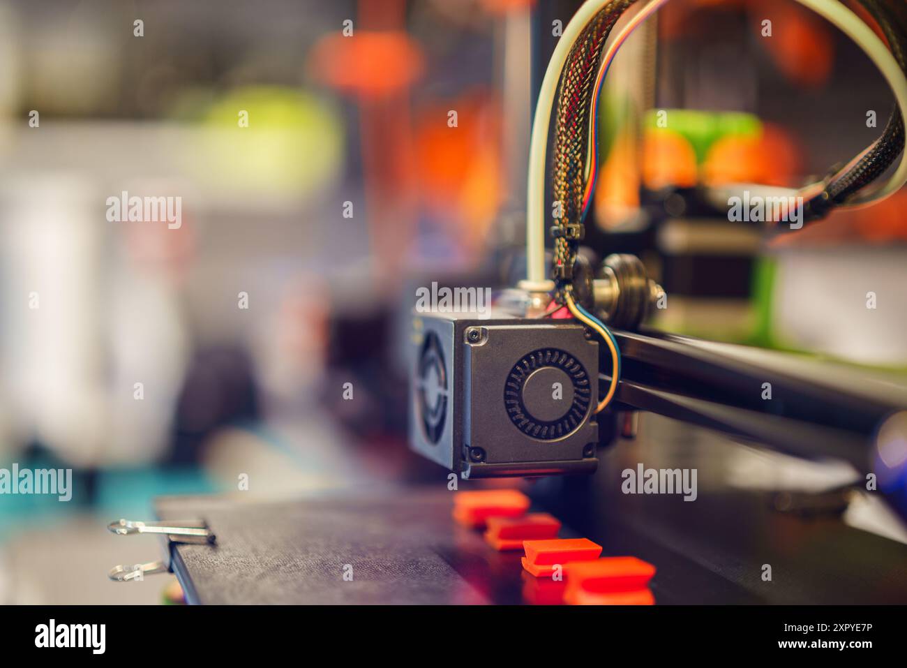 3D printer farm in a home factory. Production and handicraft. New ...