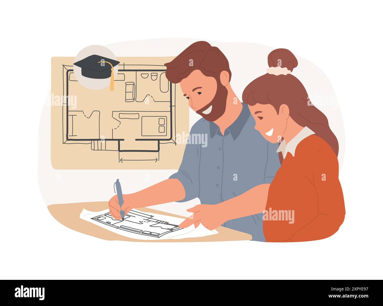 Architectural drawing isolated cartoon vector illustrations Stock ...