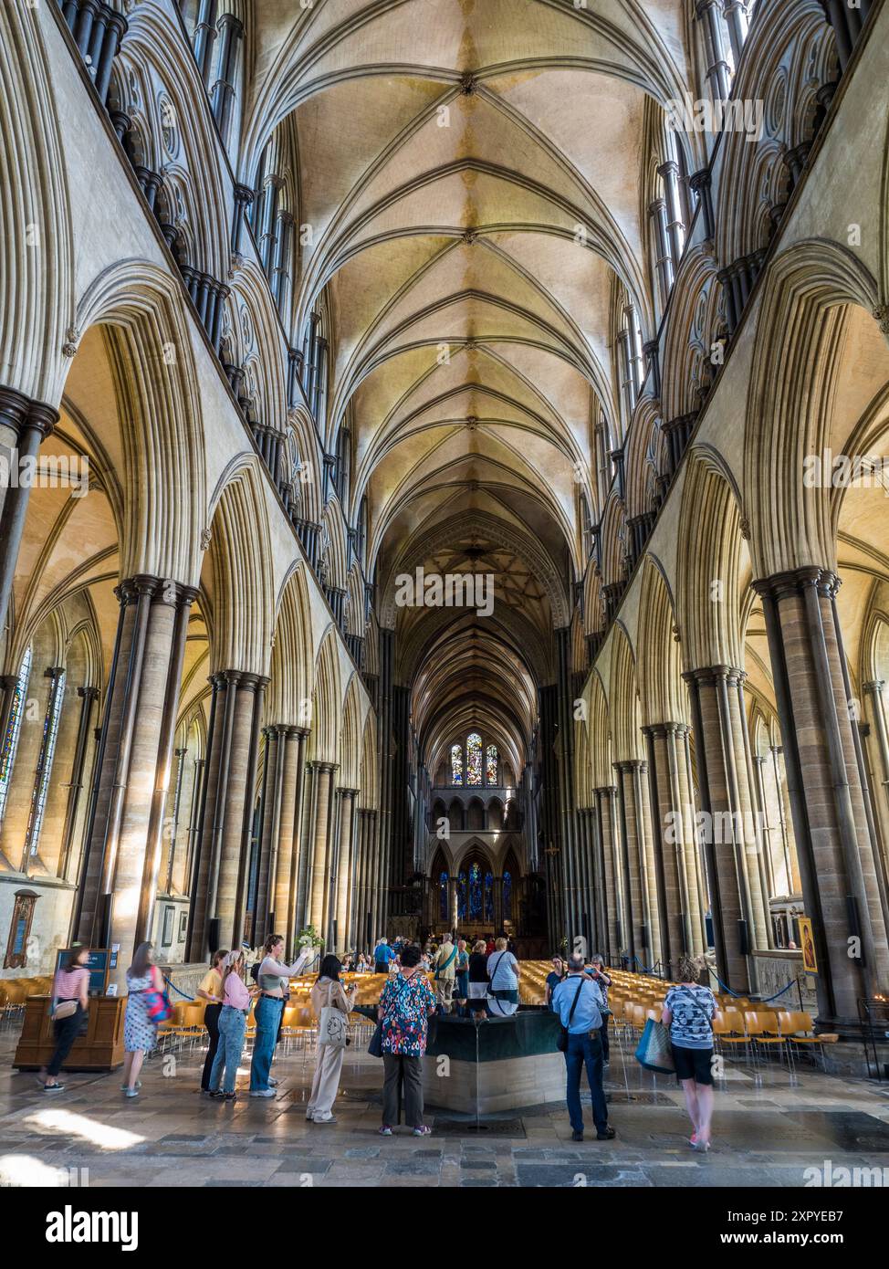 The Nave, Tourists Visiting, Salisbury Abbey, Salisbury, Wiltshire ...