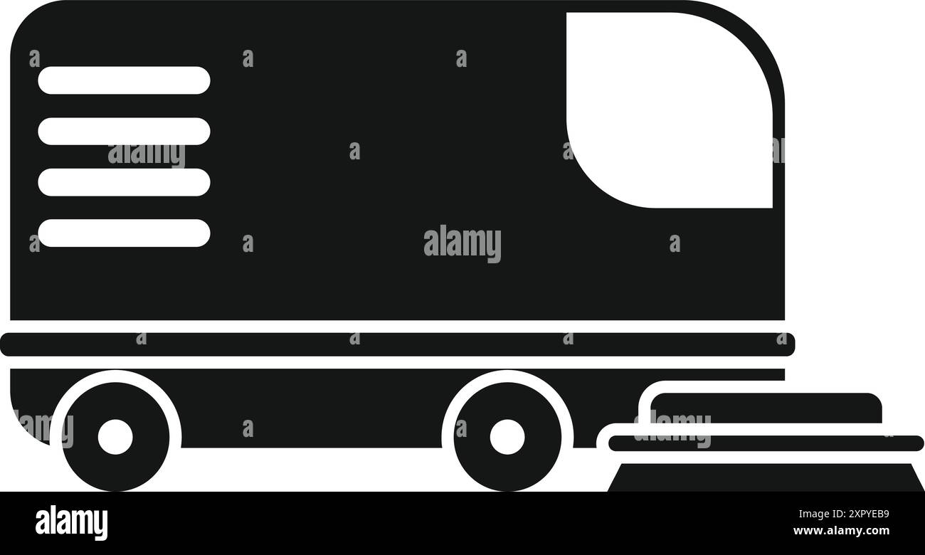 Black simple icon of a street cleaning machine scrubbing the floor ...