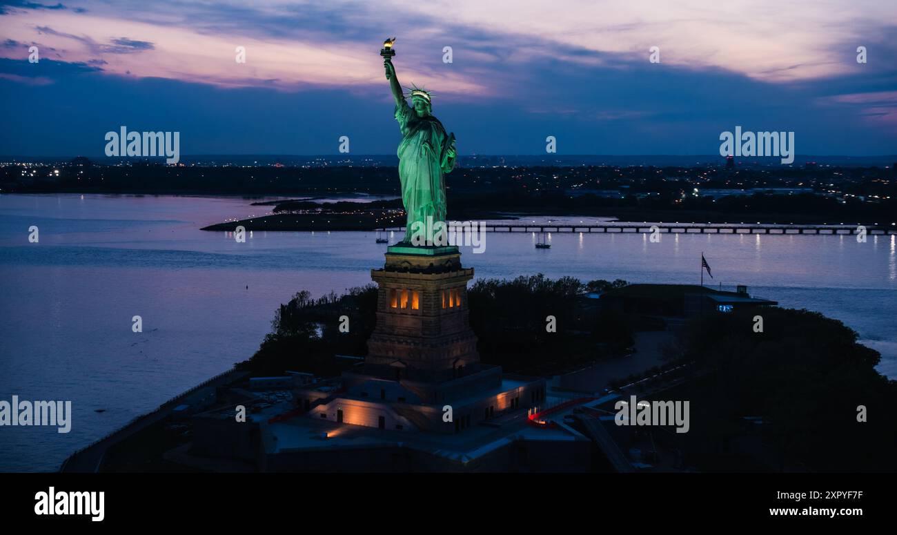 Aerial Image of the Statue of Liberty. Helicopter Shot of the Patriotic ...