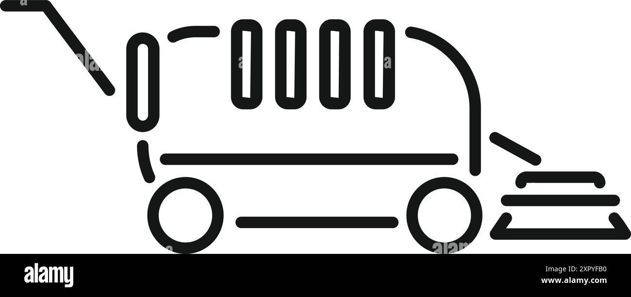 Simple line icon of a bus transporting passengers from the gate to the ...