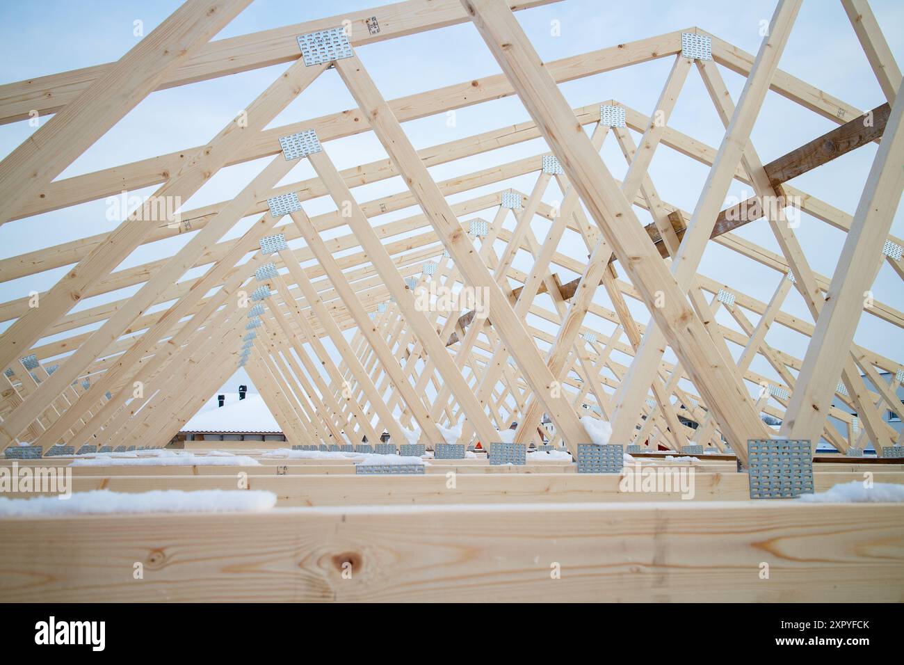 Roof rafters on new building Stock Photo - Alamy