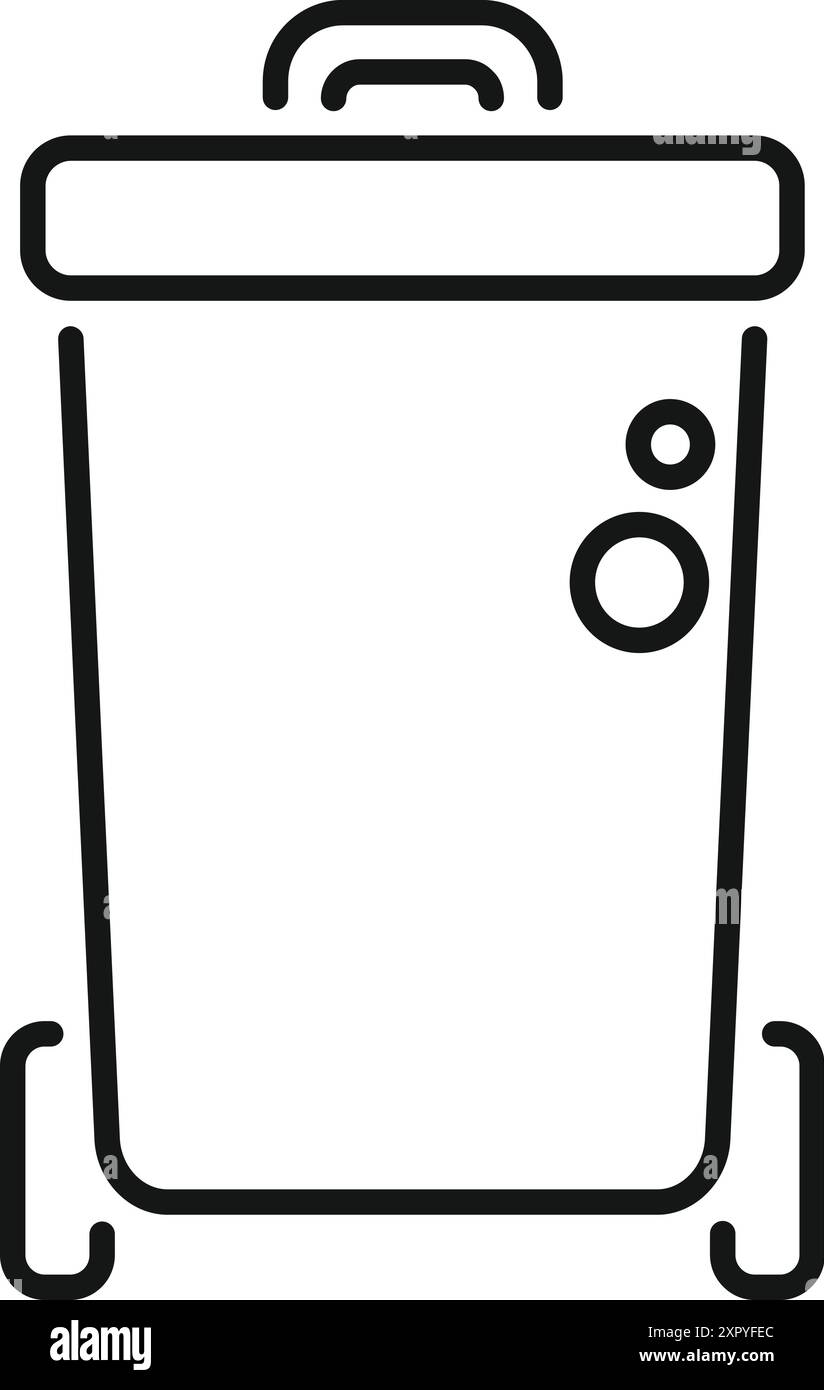Simple black and white illustration of a garbage bin on wheels ...