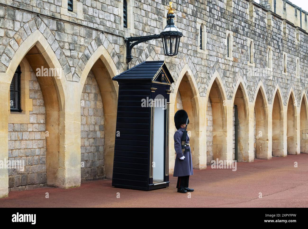 A sentry of the Welsh Guards at Windsor Castle, Windsor, Berkshire ...
