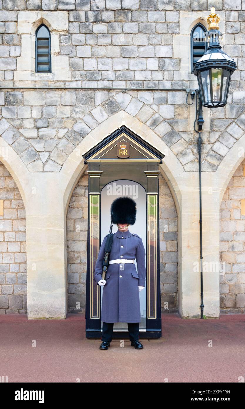 A sentry of the Welsh Guards at Windsor Castle, Windsor, Berkshire ...