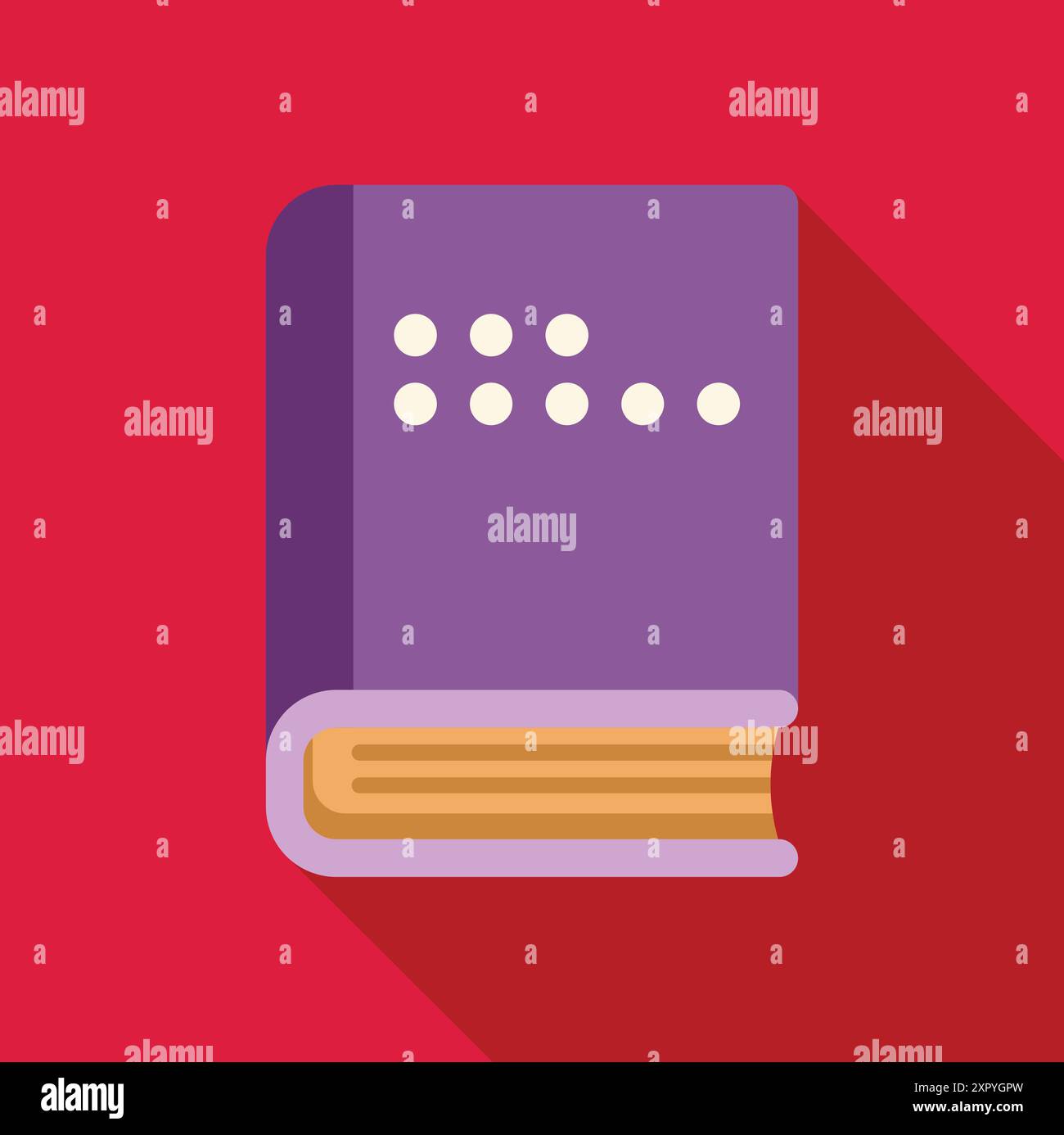 Purple book cover with braille writing is lying down on a red ...