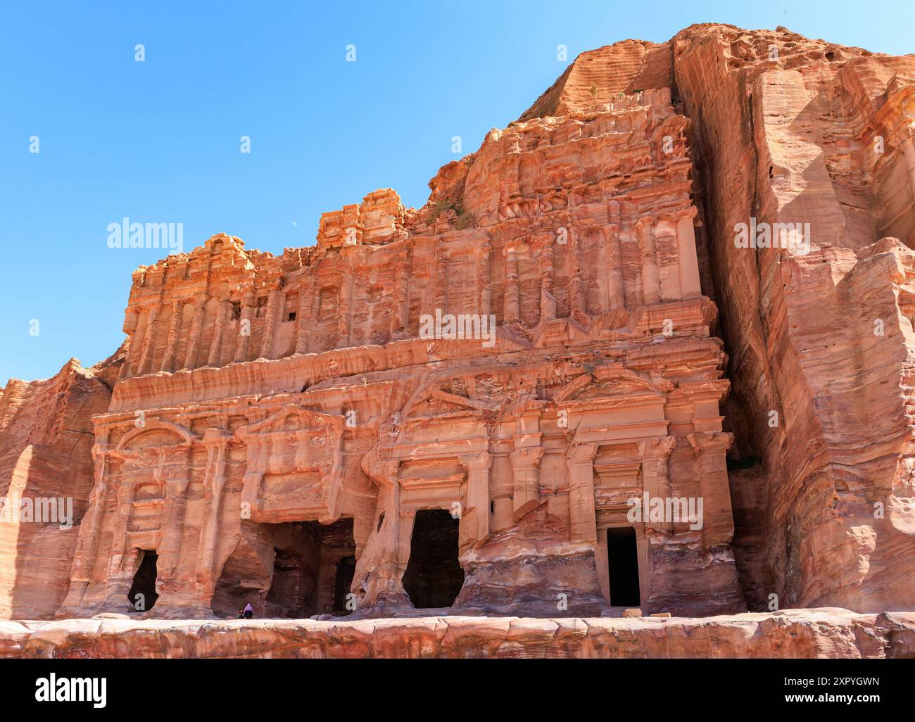Ruins of the ancient Nabatean city of Petra, in the Wadi Musa desert in ...