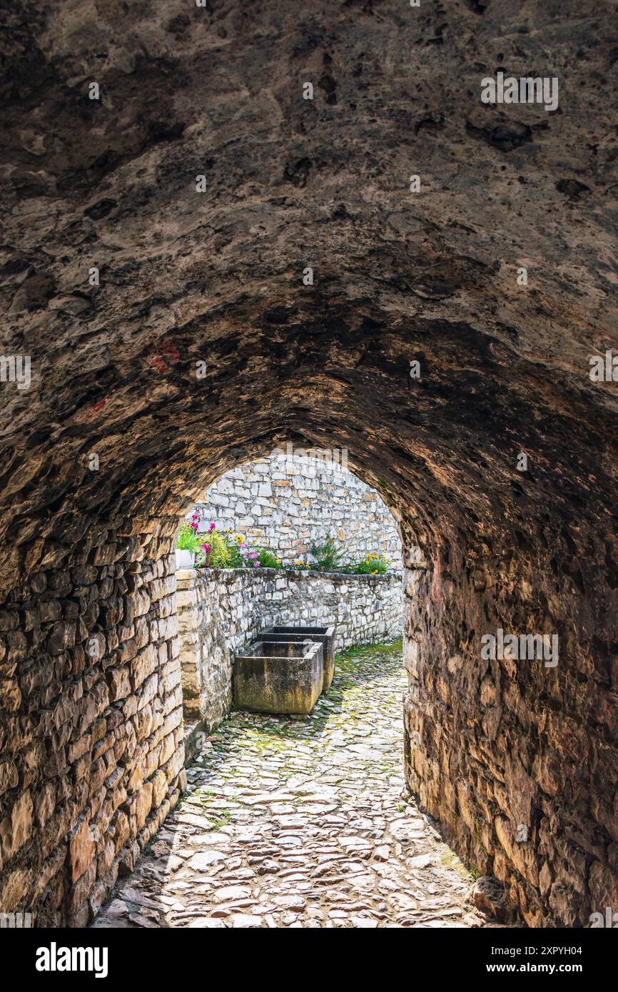 Berat, Albania, houses and streets inside the Berat Castle, also known ...