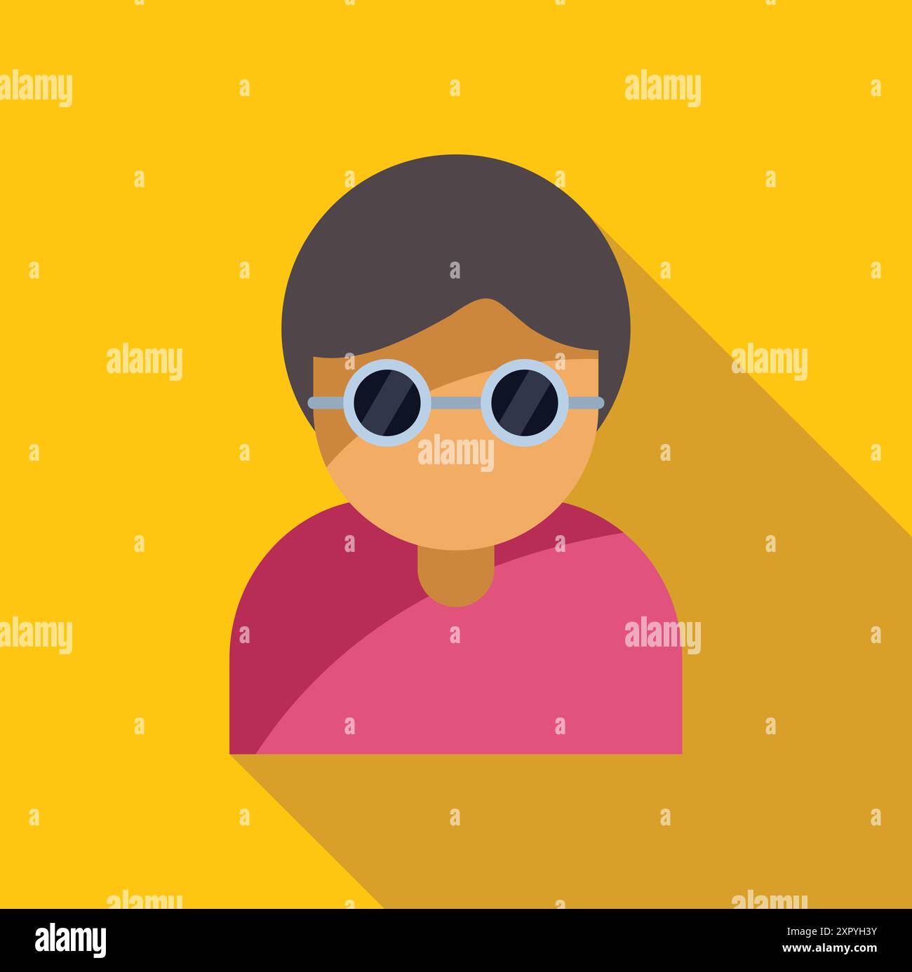 Illustration of a blind person wearing dark glasses is smiling and ...