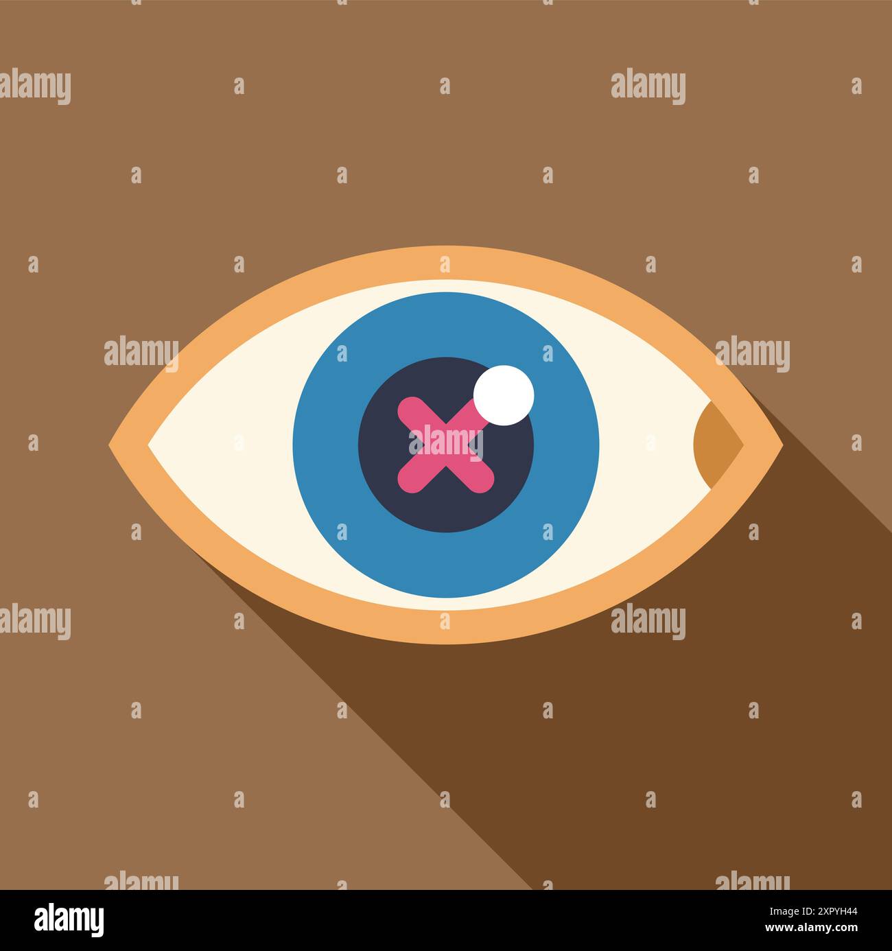 Illustration of a human eye with a red cross sign, representing the ...