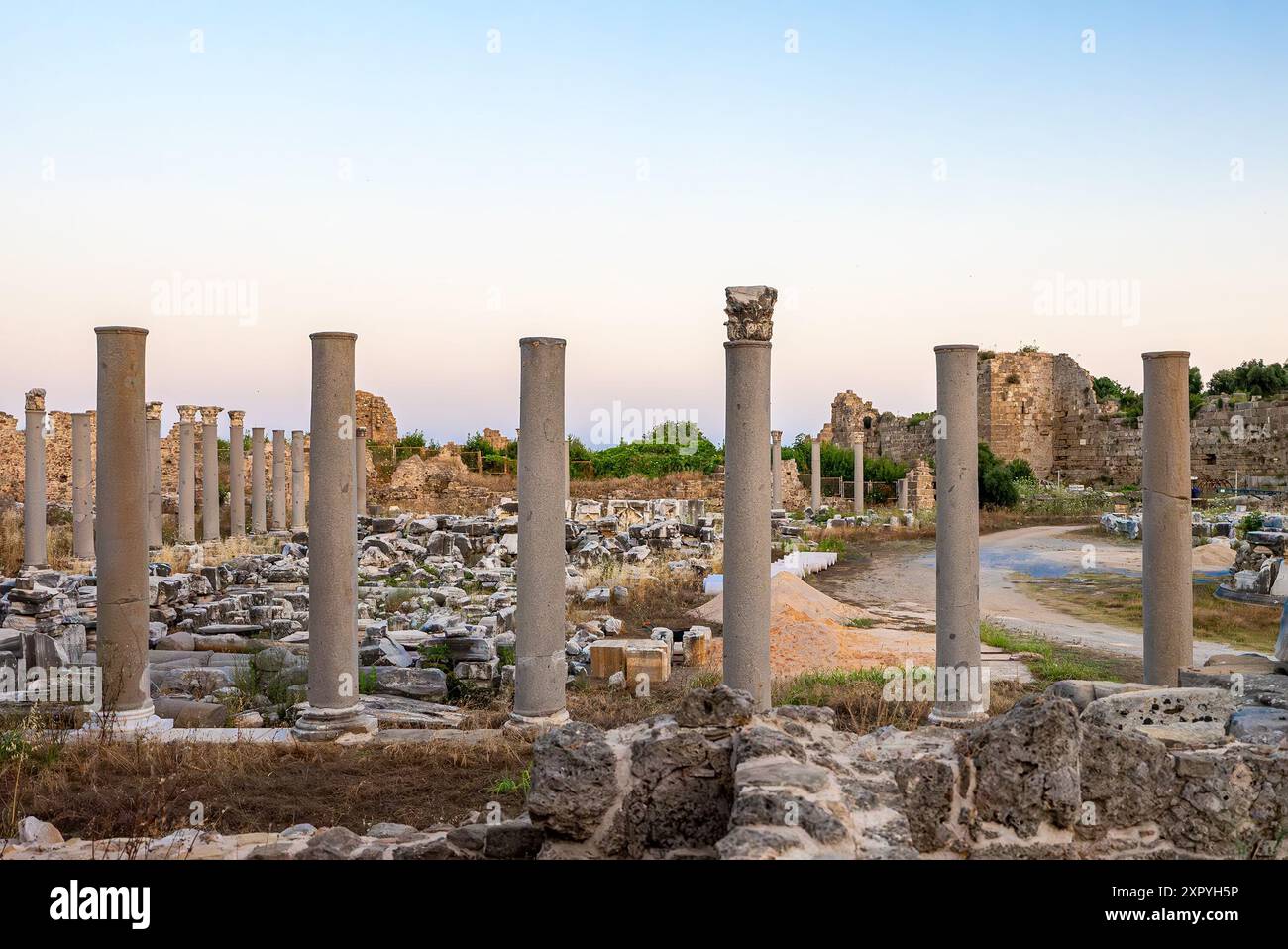 Ruins of the ancient city of Side Stock Photo - Alamy