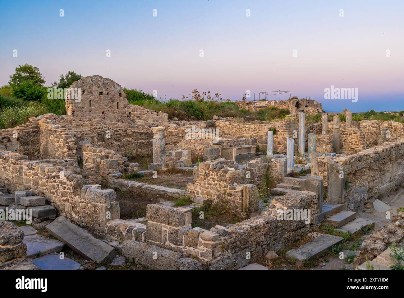 Ruins of the ancient city of Side. Remains of ancient Houses Stock ...