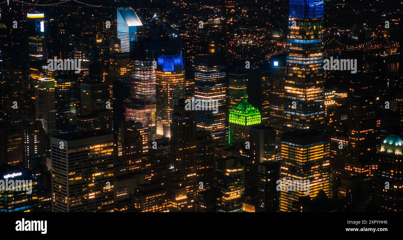 Scenic Aerial New York City View of Downtown Manhattan Architecture ...