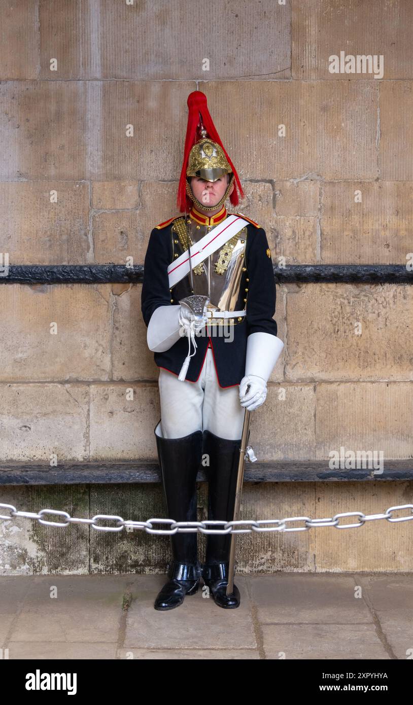 Horse Guard of The Blues and Royals on guard duty at the entrance to ...