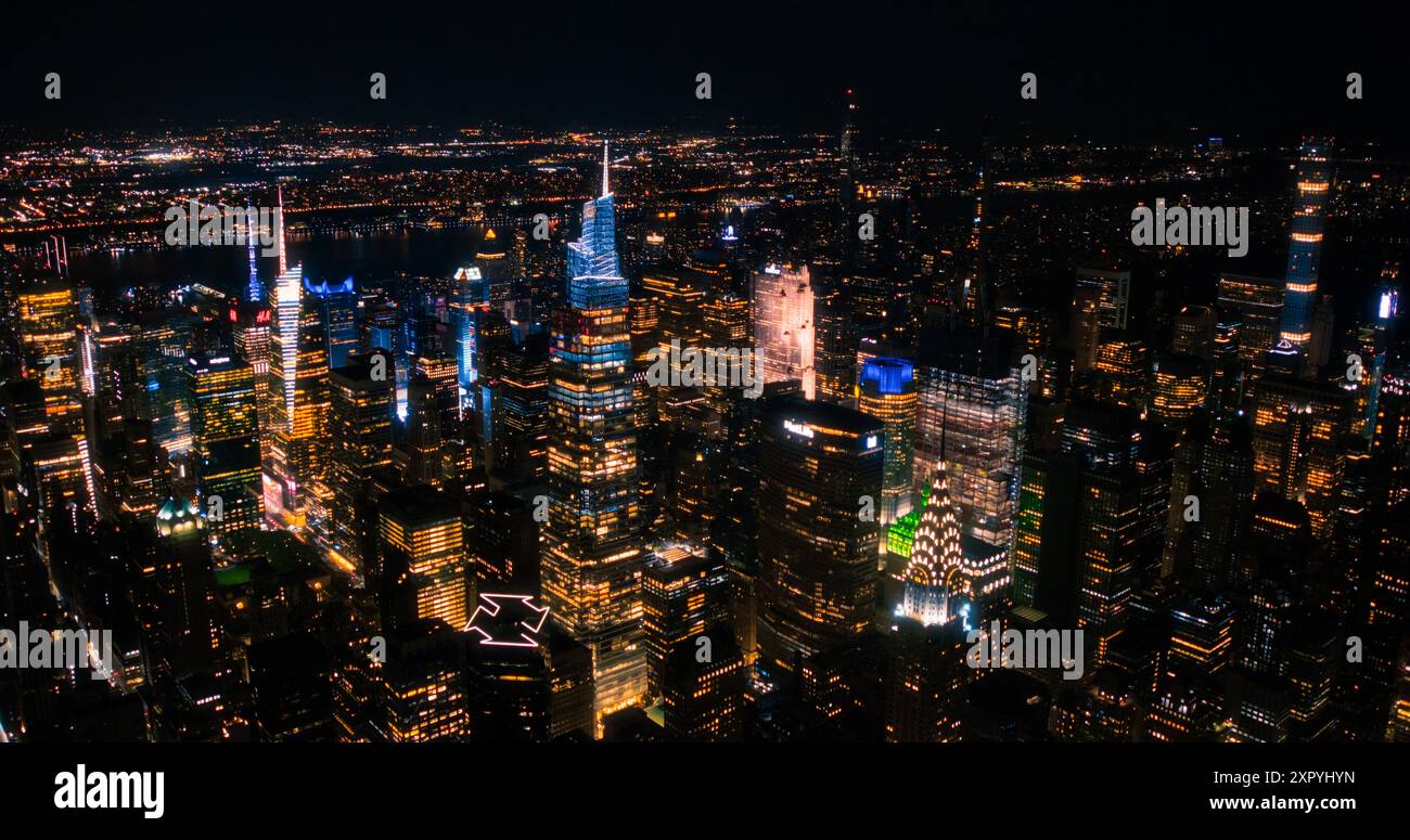 Aerial drone fly towards downtown hi-res stock photography and images ...