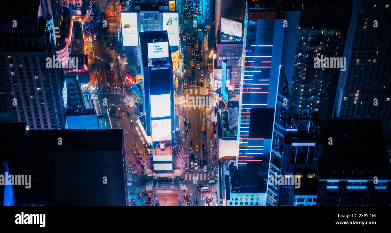 Vertical Screen: New York City Night Aerial Landscape with Manhattan ...