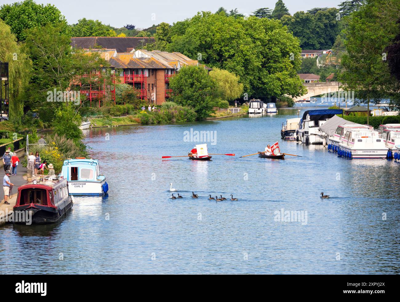 The Swan Uppers on River Thames during the annual Swan Upping ceremony ...