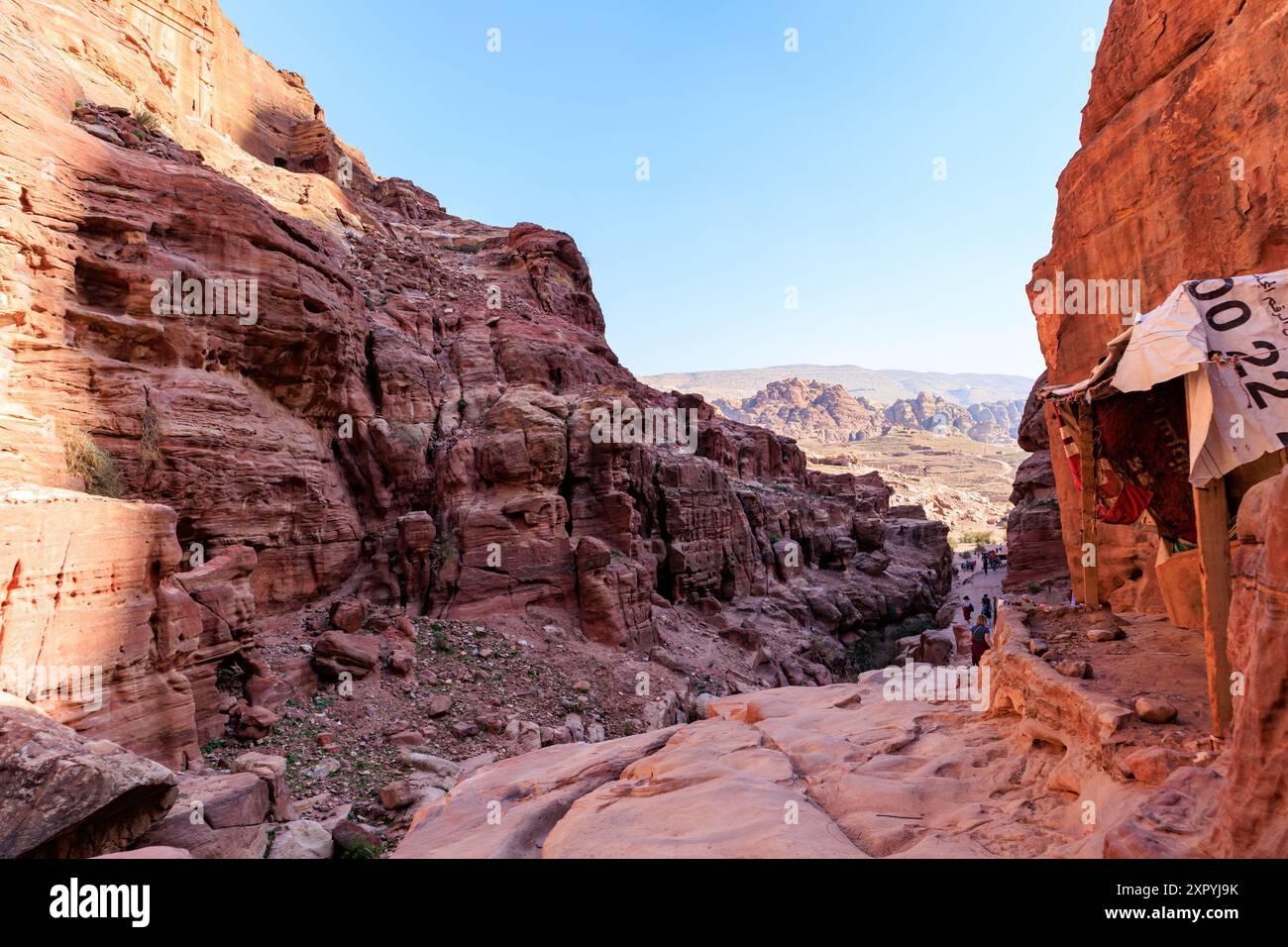 Ruins of the ancient Nabatean city of Petra, in the Wadi Musa desert in ...