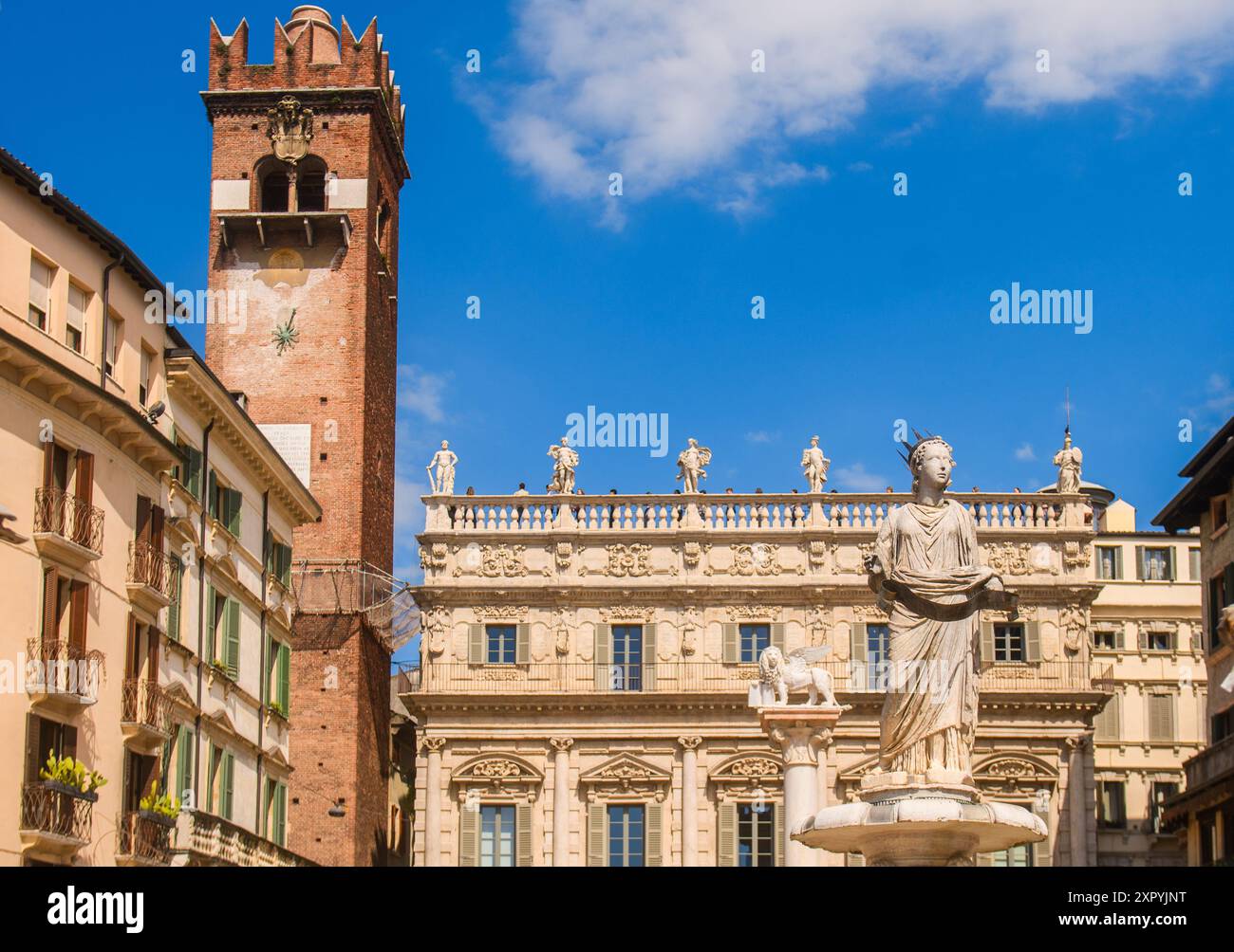 VERONA, ITALY – MAY 10, 2024: Piazza delle Erbe in Verona. This ...