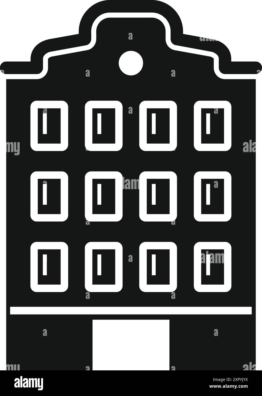 Simple black and white icon of an apartment building with multiple ...