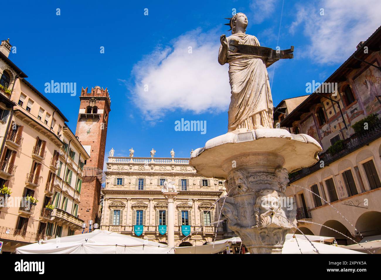 VERONA, ITALY – MAY 10, 2024: Piazza delle Erbe in Verona. This ...