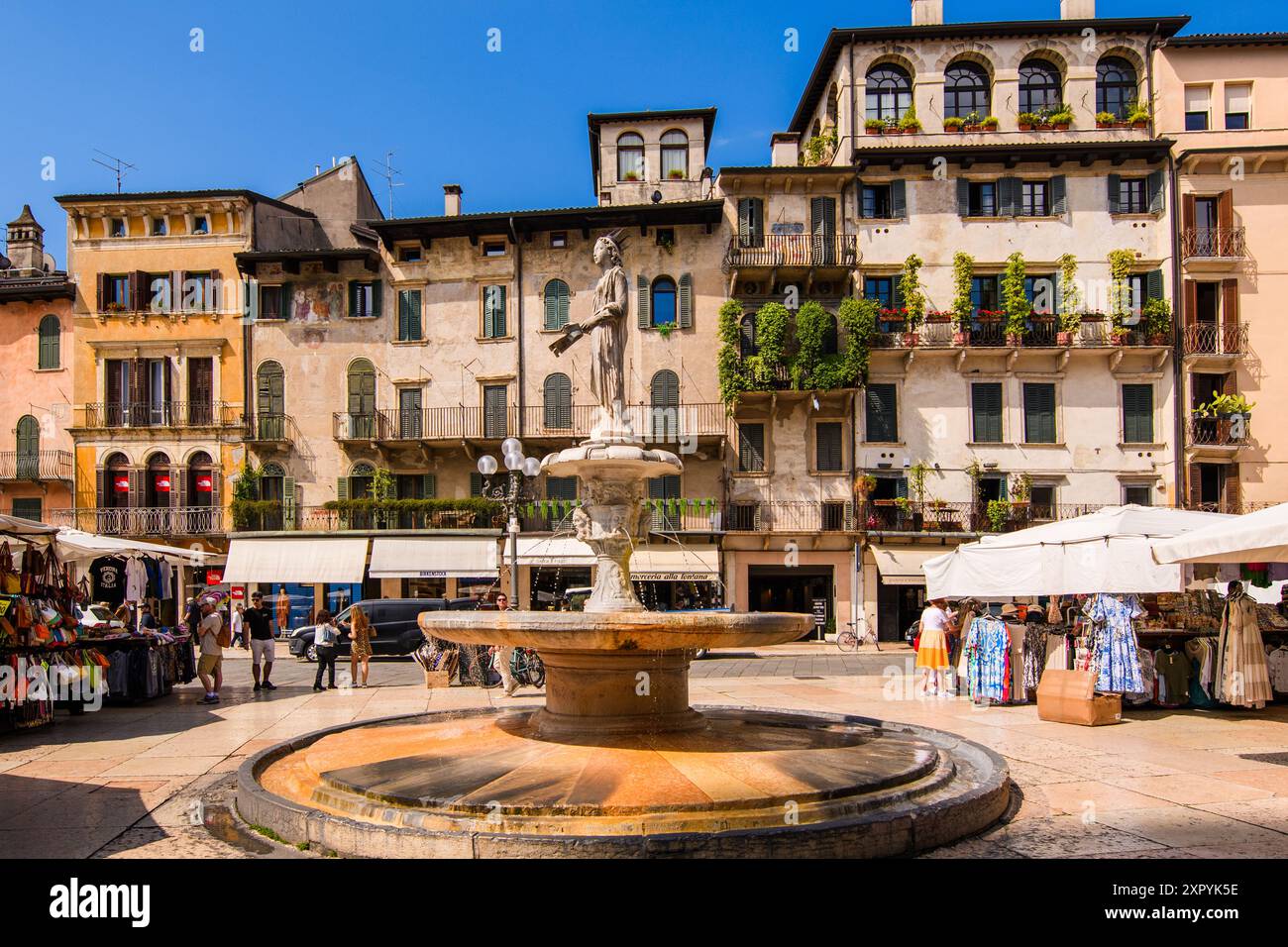 VERONA, ITALY – MAY 10, 2024: Piazza delle Erbe in Verona. This ...