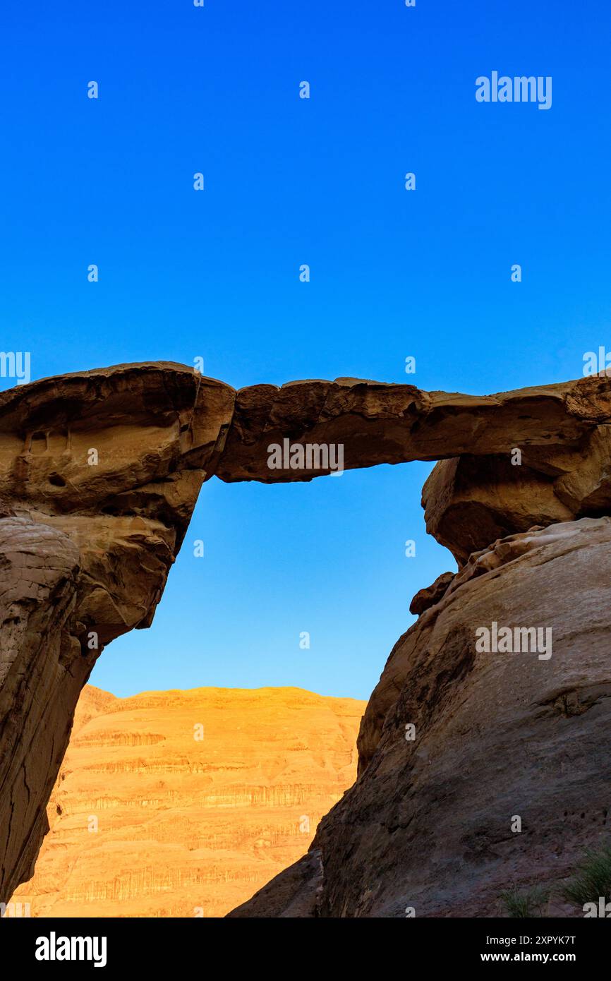Um Frouth Rock Arch, natural rock bridge in the Wadi Rum Desert, Jordan ...