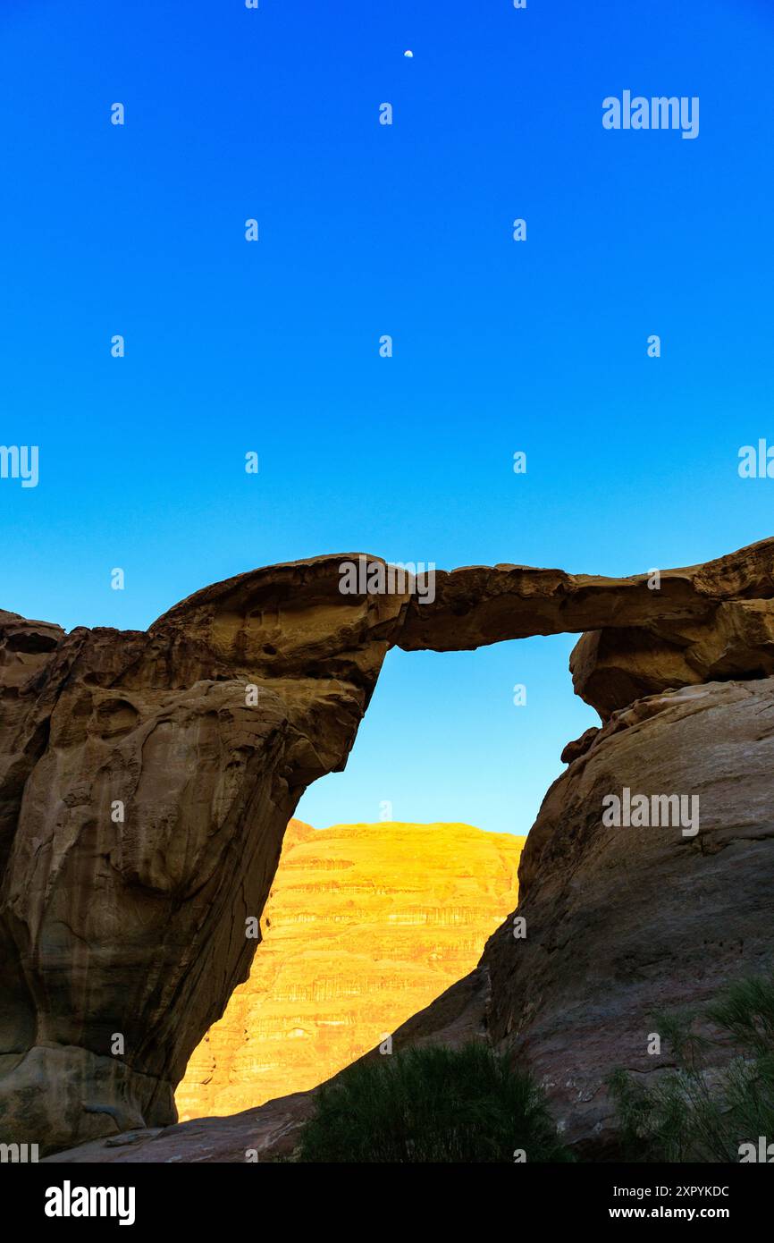 Um Frouth Rock Arch, natural rock bridge in the Wadi Rum Desert, Jordan ...