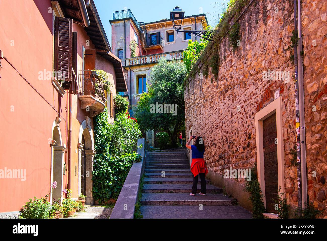 VERONA, ITALY – MAY 10, 2024: Walk to Castello di Verona overlooking ...