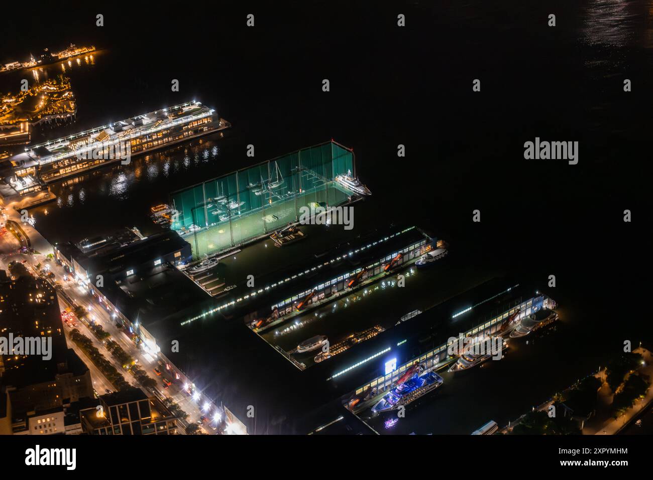 Aerial View with Private Docks with Luxury Boats and Yachts. Panorama ...