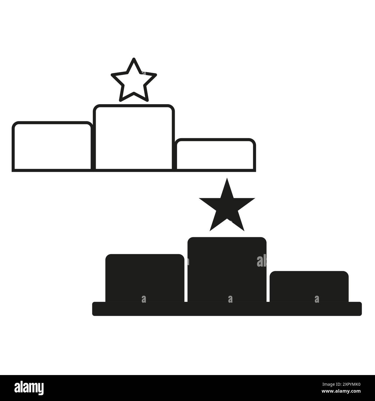 Winner podium icon. Black and white. Star symbol. Vector outline Stock ...
