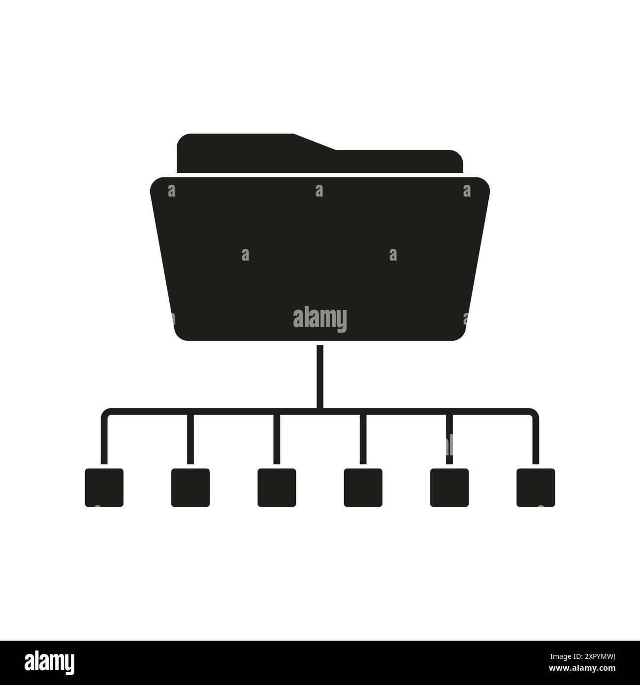 Folder hierarchy icon. File management symbol. Black and white design ...