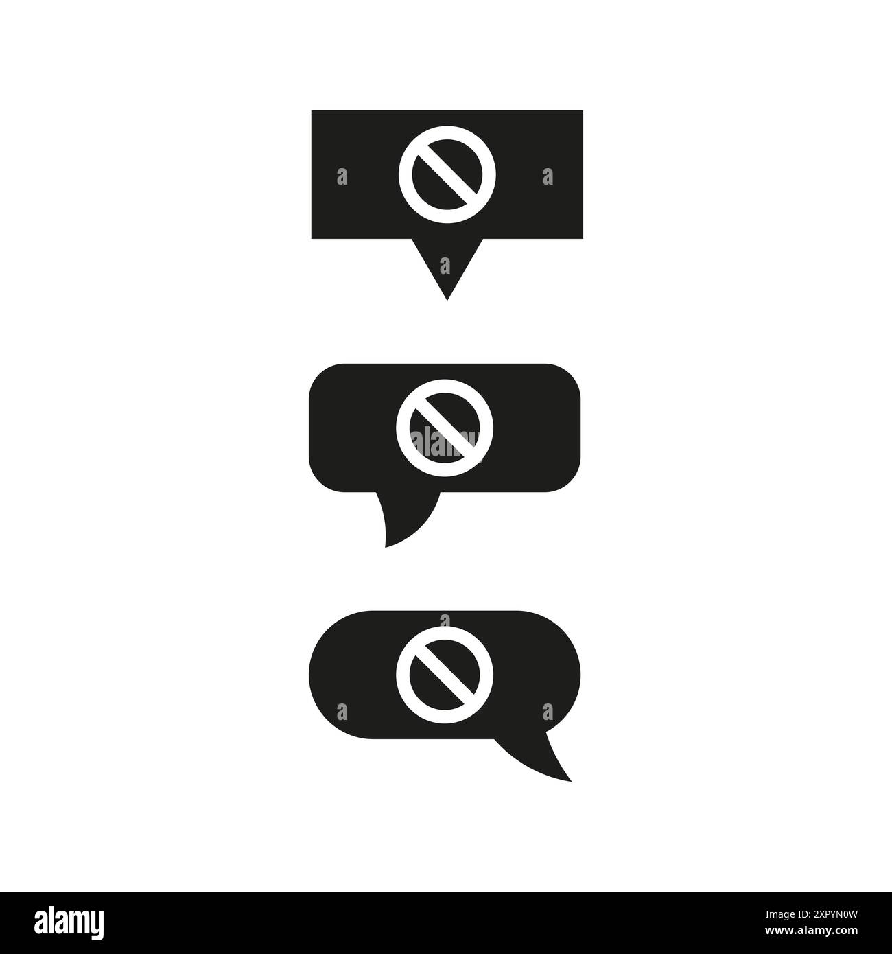 Prohibited message icons. Black speech bubbles vector. Forbidden ...