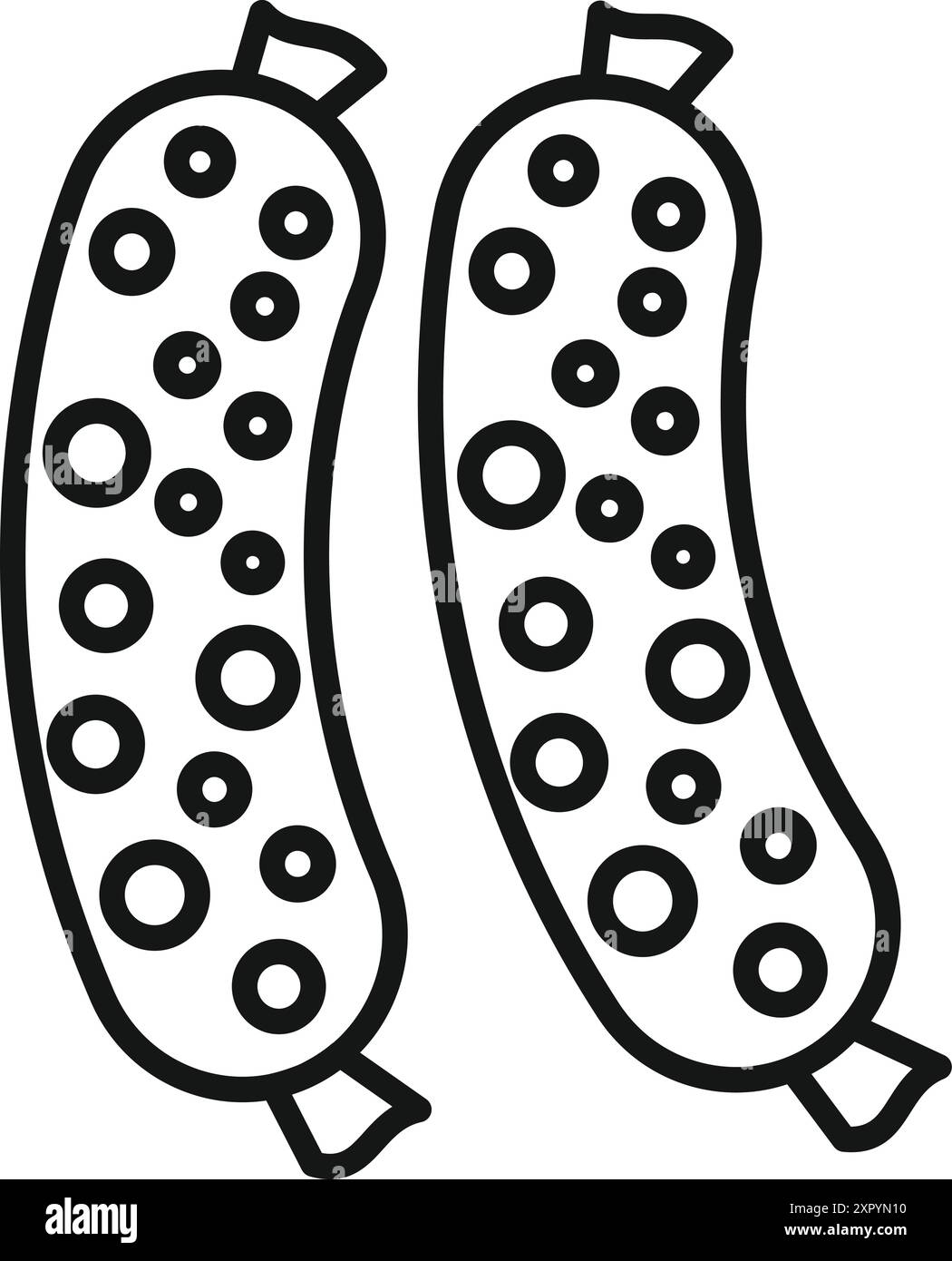 Line art icon of two whole pickled gherkins floating in brine inside a ...