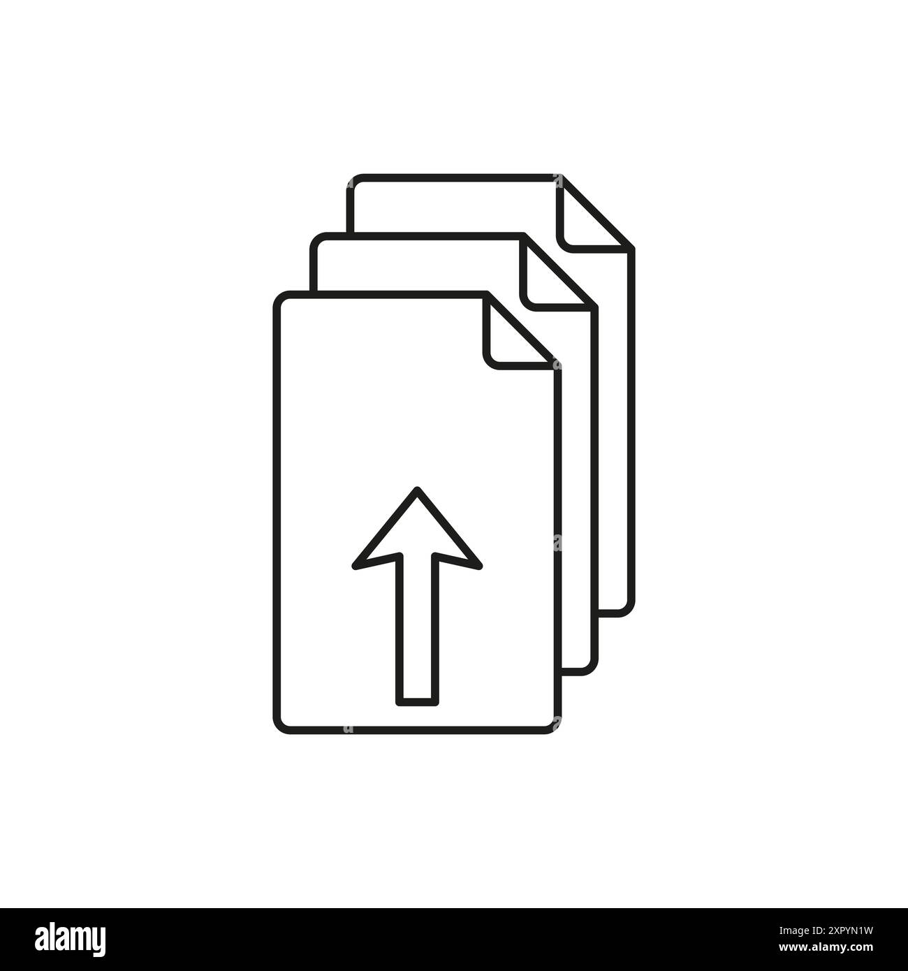 Upload document icon. Vector file transfer. Black and white. Simple ...