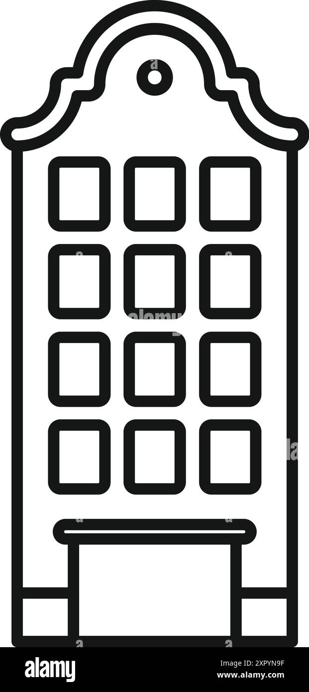 Line drawing of a traditional dutch canal house facade, showcasing the ...