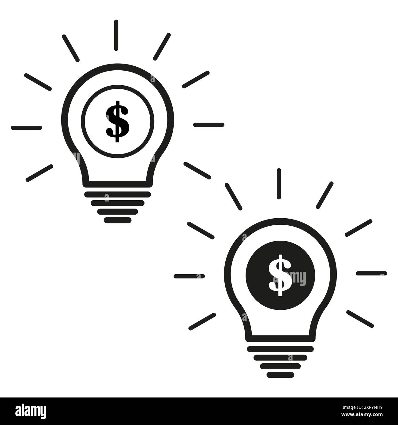 Money Idea Icons. Vector Lightbulb Symbols. Financial Innovation ...
