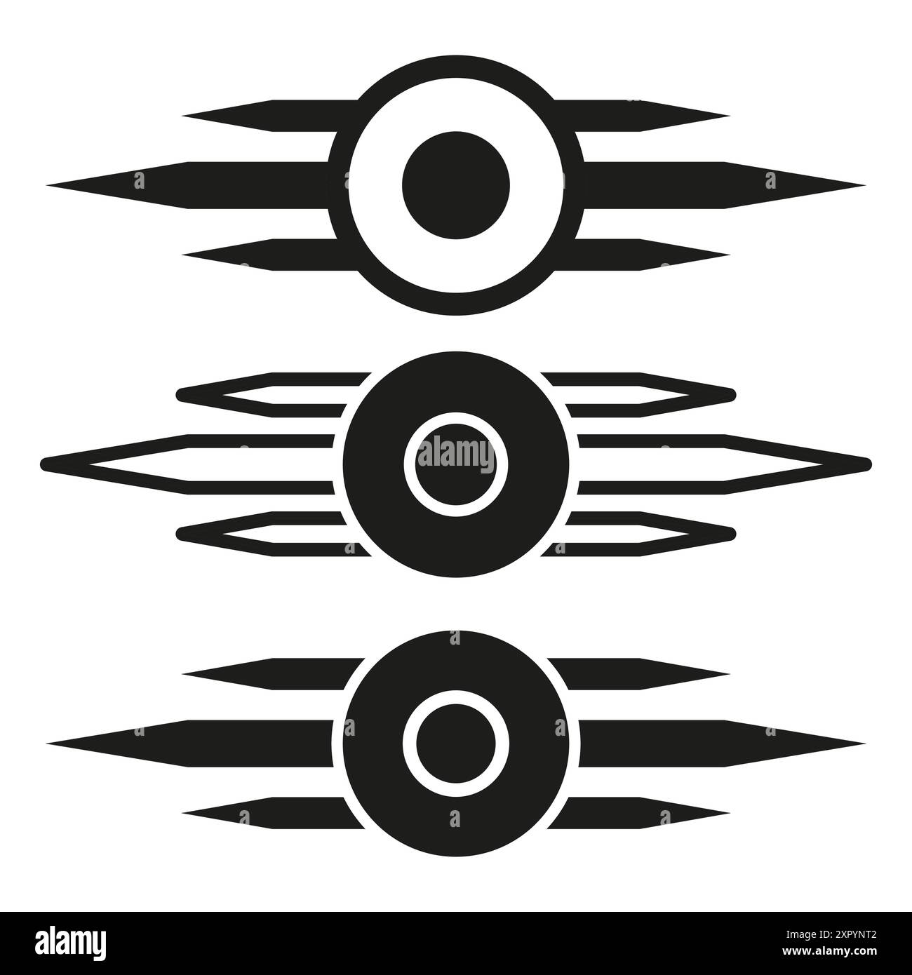 Abstract Geometric Icons Circular Center Spikes Minimal Vector