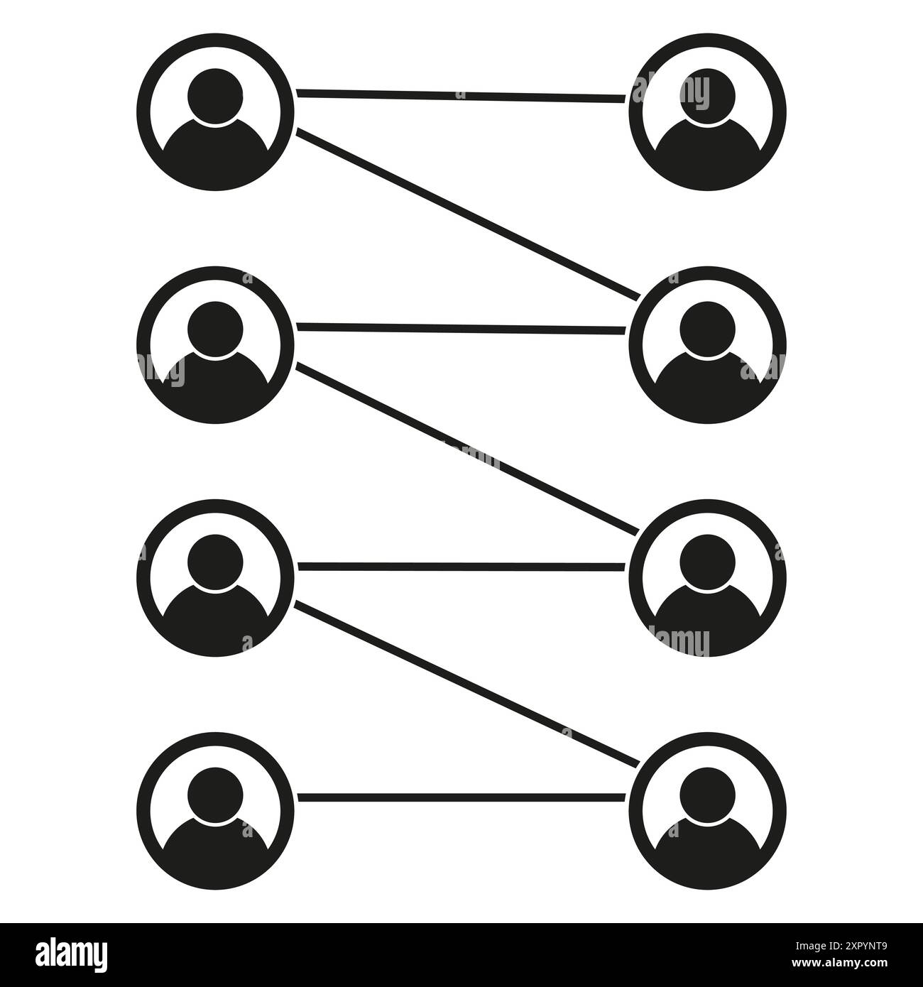 Social network connections. User profile icons. Linked black figures. Minimalist vector design ...
