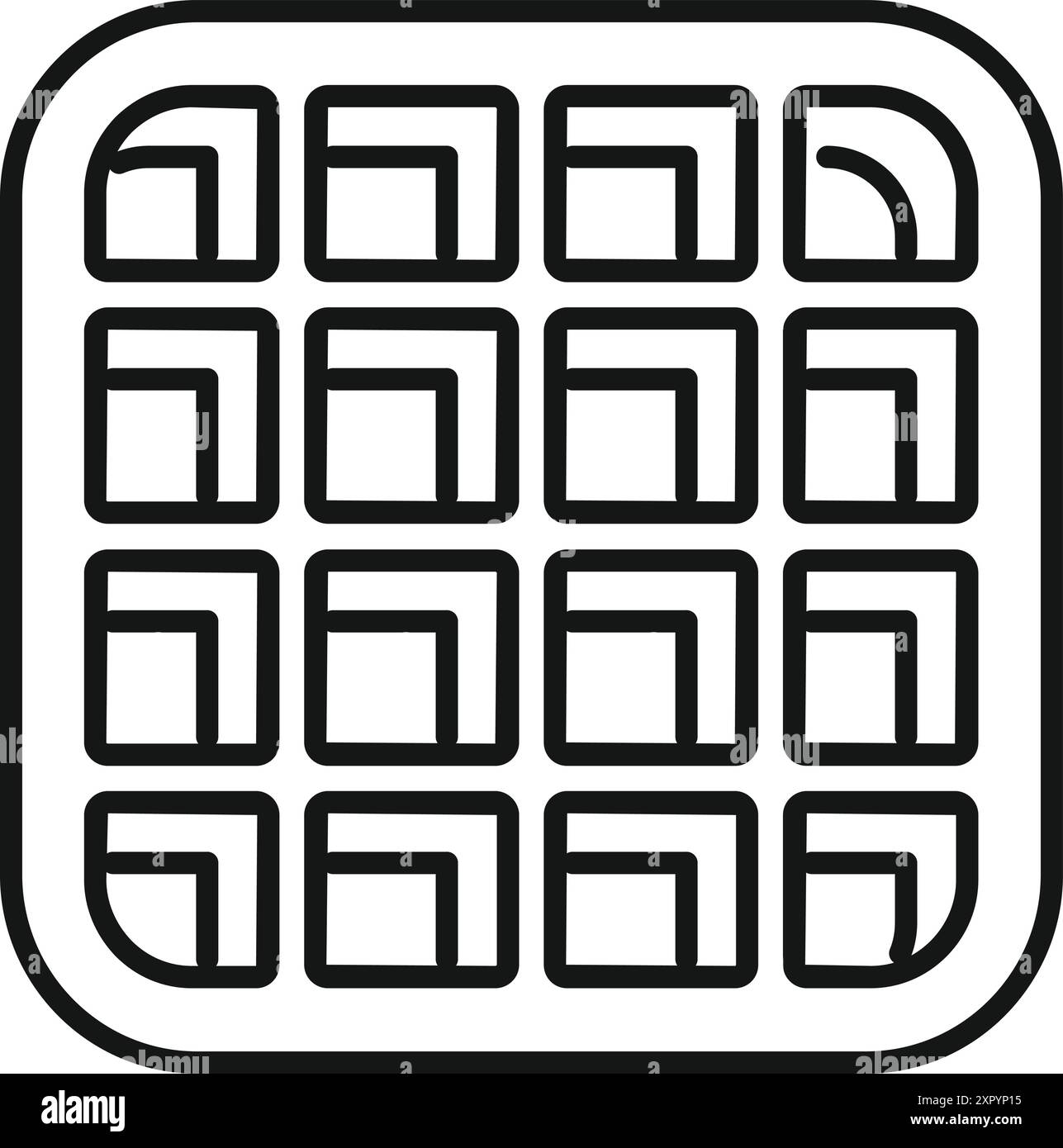Simple line icon of a square waffle iron, ready to make a tasty ...