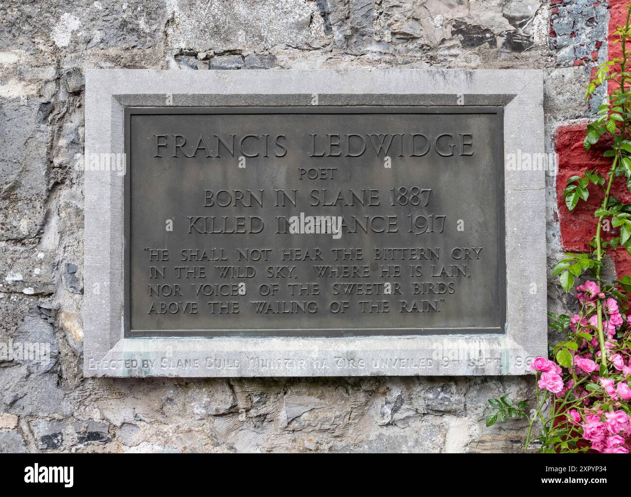 Memorial plaque to Francis Ledwidge (1887-1917) at the cottage museum ...