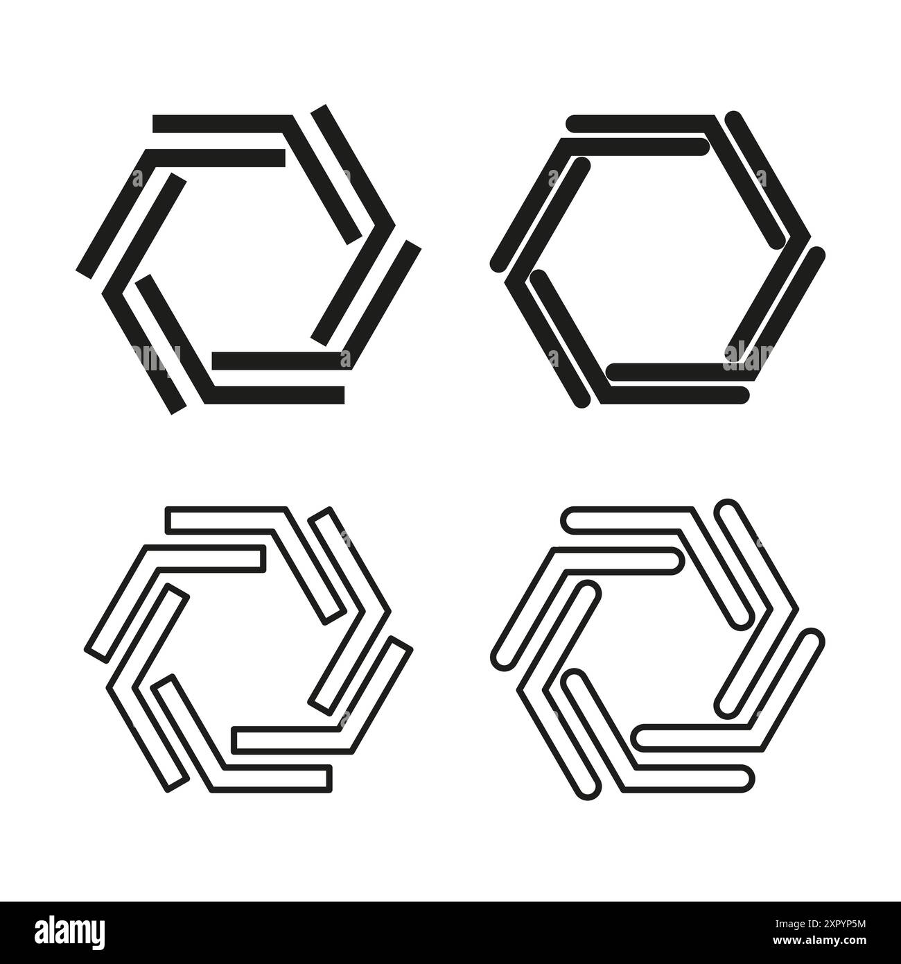 Abstract Hexagon Symbols. Geometric Vector Icons. Modern Minimalist ...