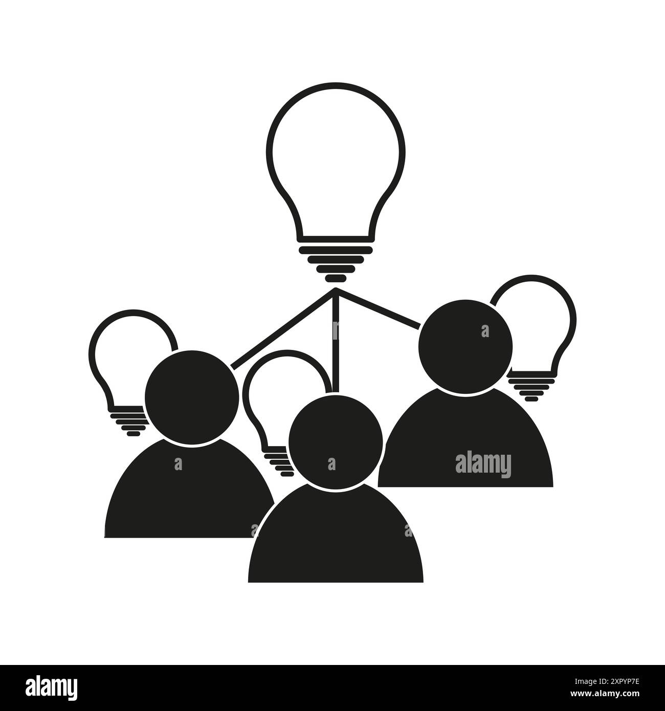 Team brainstorming icon. Group collaboration. Idea sharing symbol ...