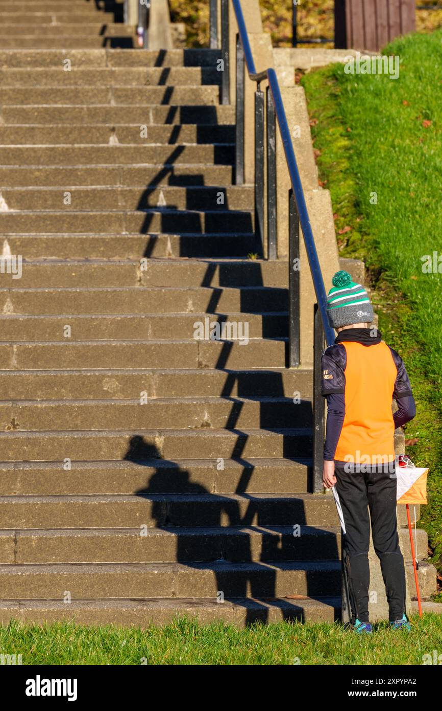 Primary school children on an orienteering lesson in the park Stock ...