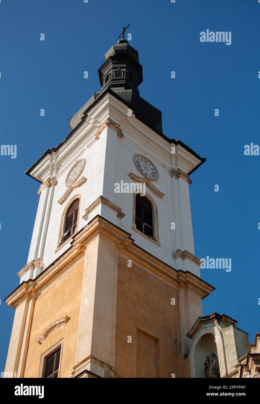 Cluj-Napoca Franciscan Church clock tower Stock Photo - Alamy
